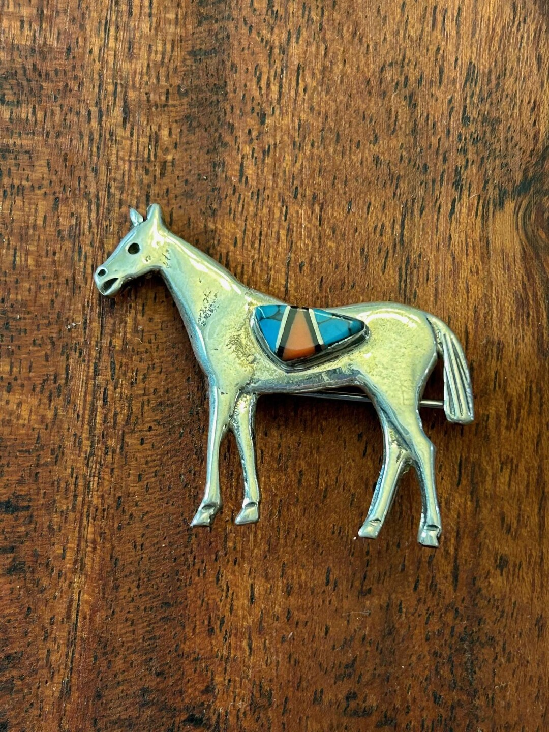 Navajo-crafted Sterling Silver Horse Pin/pendant With Turquoise and ...