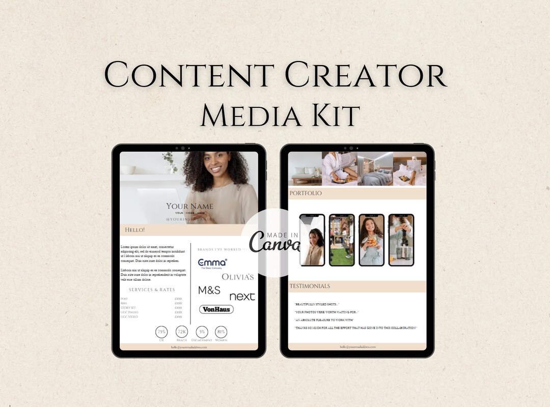 Content Creator Media Kit Template, Media Kit Template Canva ...