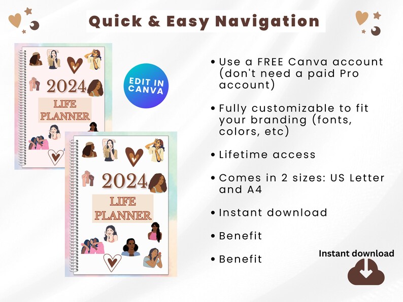 2024 Digital Planner, Life Planner, Daily, Weekly, Monthly, 2024 ...