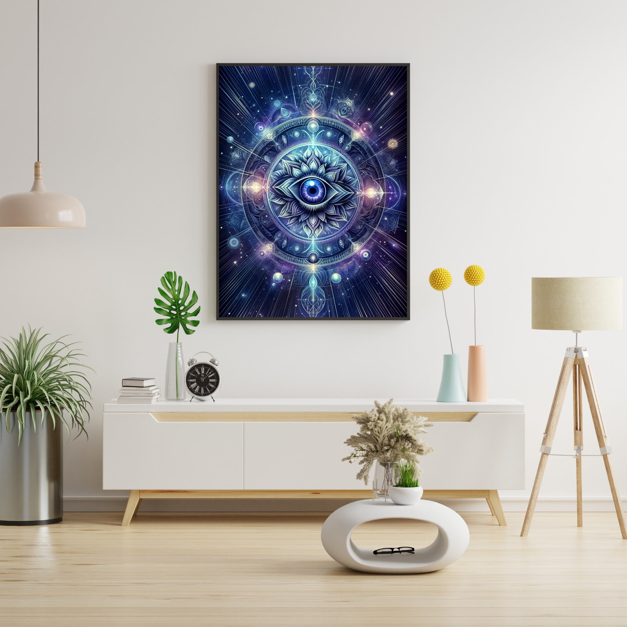 Third Eye Chakra Visionary Digital Art Print, Indigo Lotus Meditation ...
