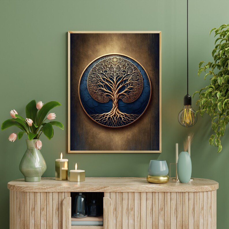 Golden Essence Tree of Life Art Print: Sacred Geometry, Elegant Decor ...
