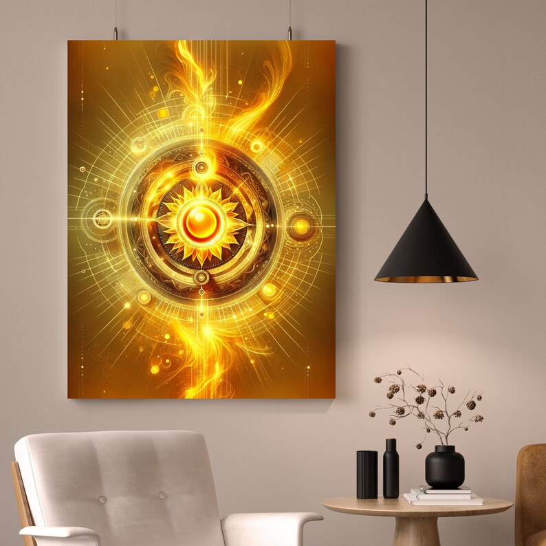 Solar Plexus Chakra Activation Art Golden Flame Mandala, Spiritual ...