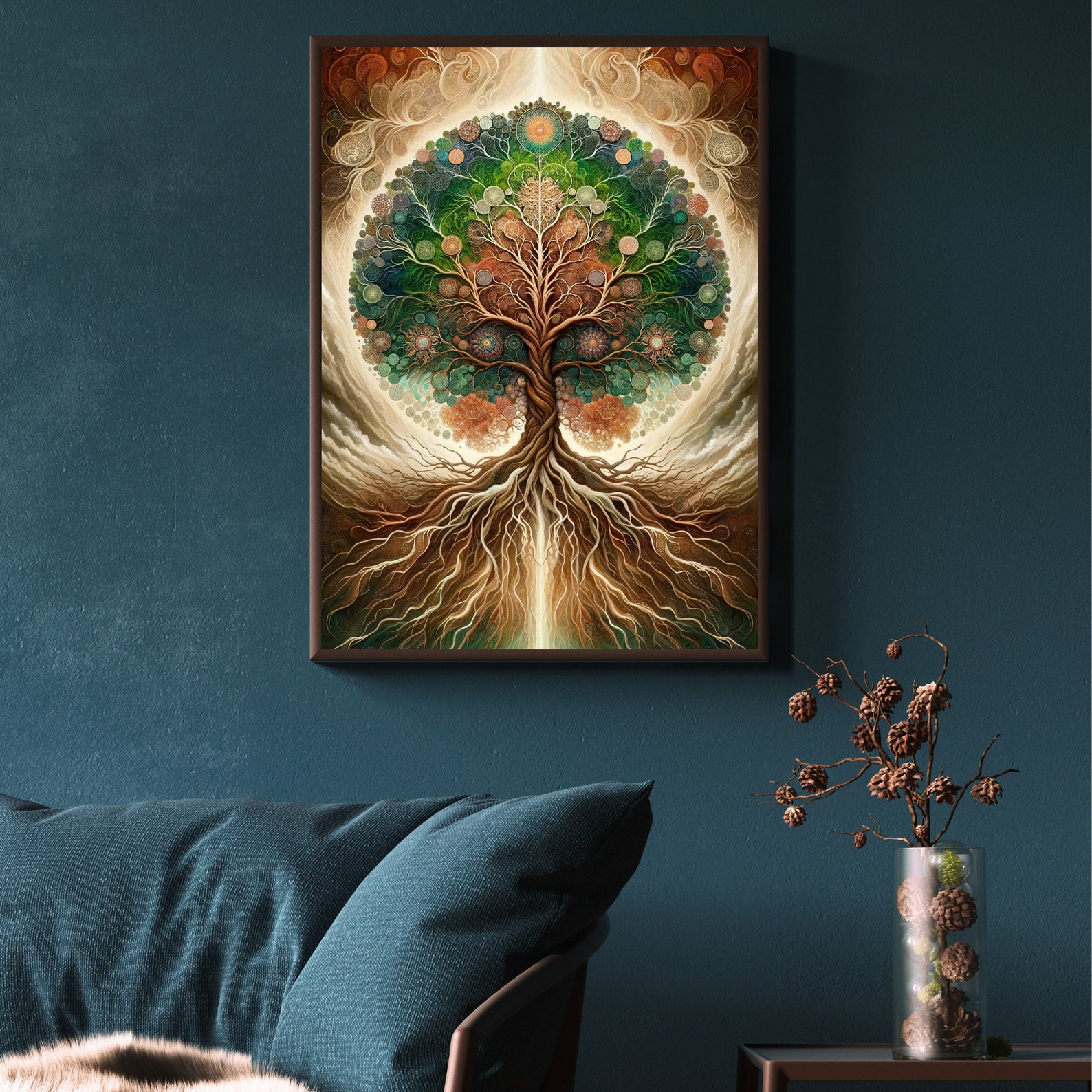 Tree of Life Essence Illuminated Digital Art, Spiritual Nature Mandala ...