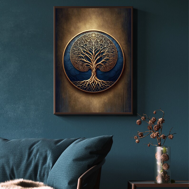Golden Essence Tree of Life Art Print: Sacred Geometry, Elegant Decor ...