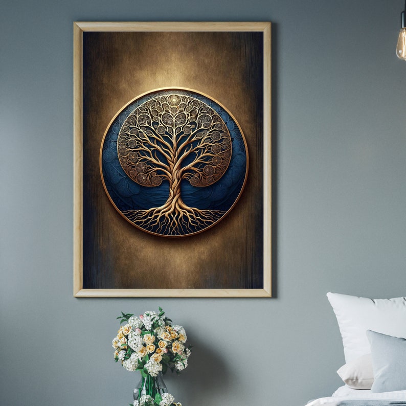 Golden Essence Tree of Life Art Print: Sacred Geometry, Elegant Decor ...
