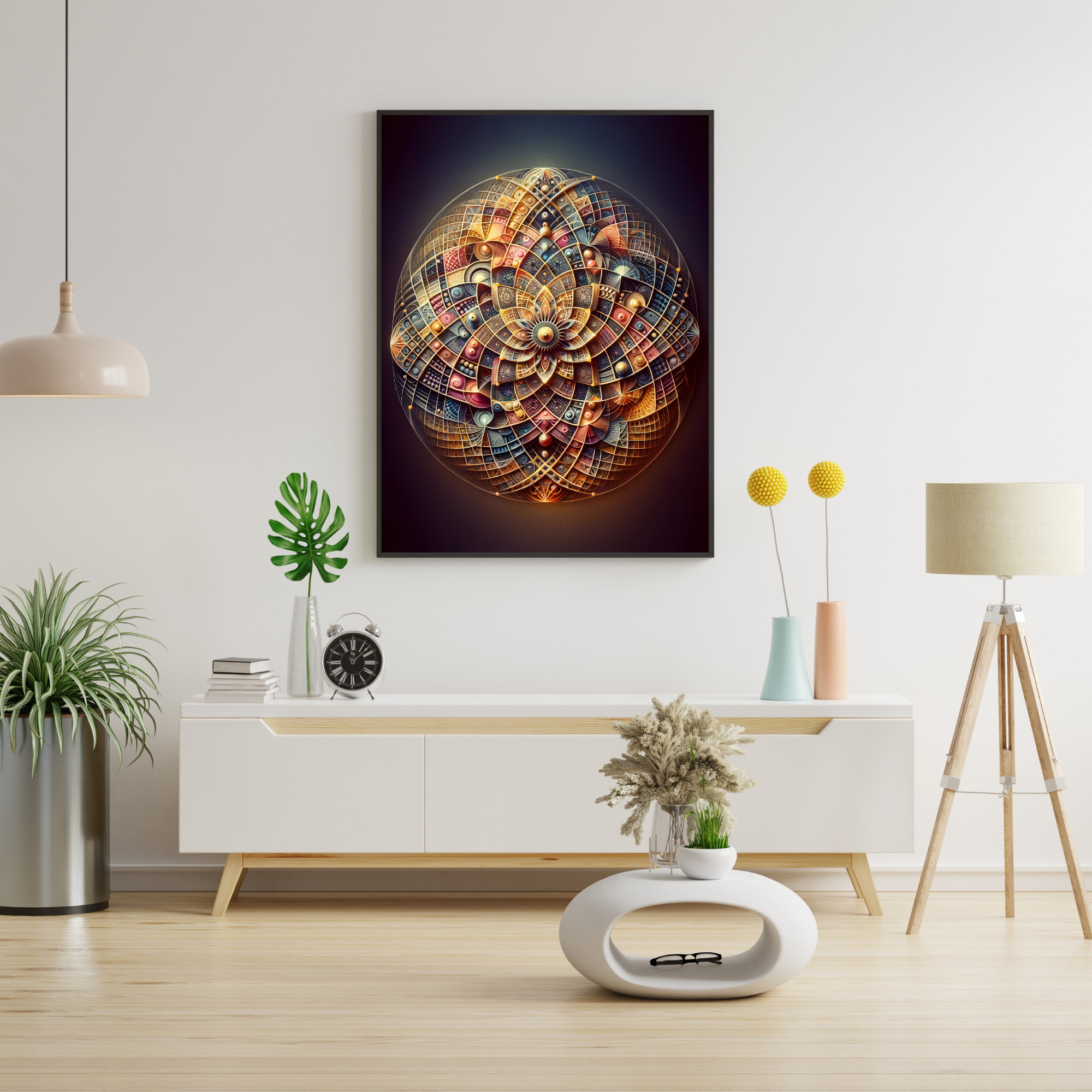 Sacred Geometry Digital Art Print Vibrant Spiritual Mandala for Meditation and Energy Alignment ...