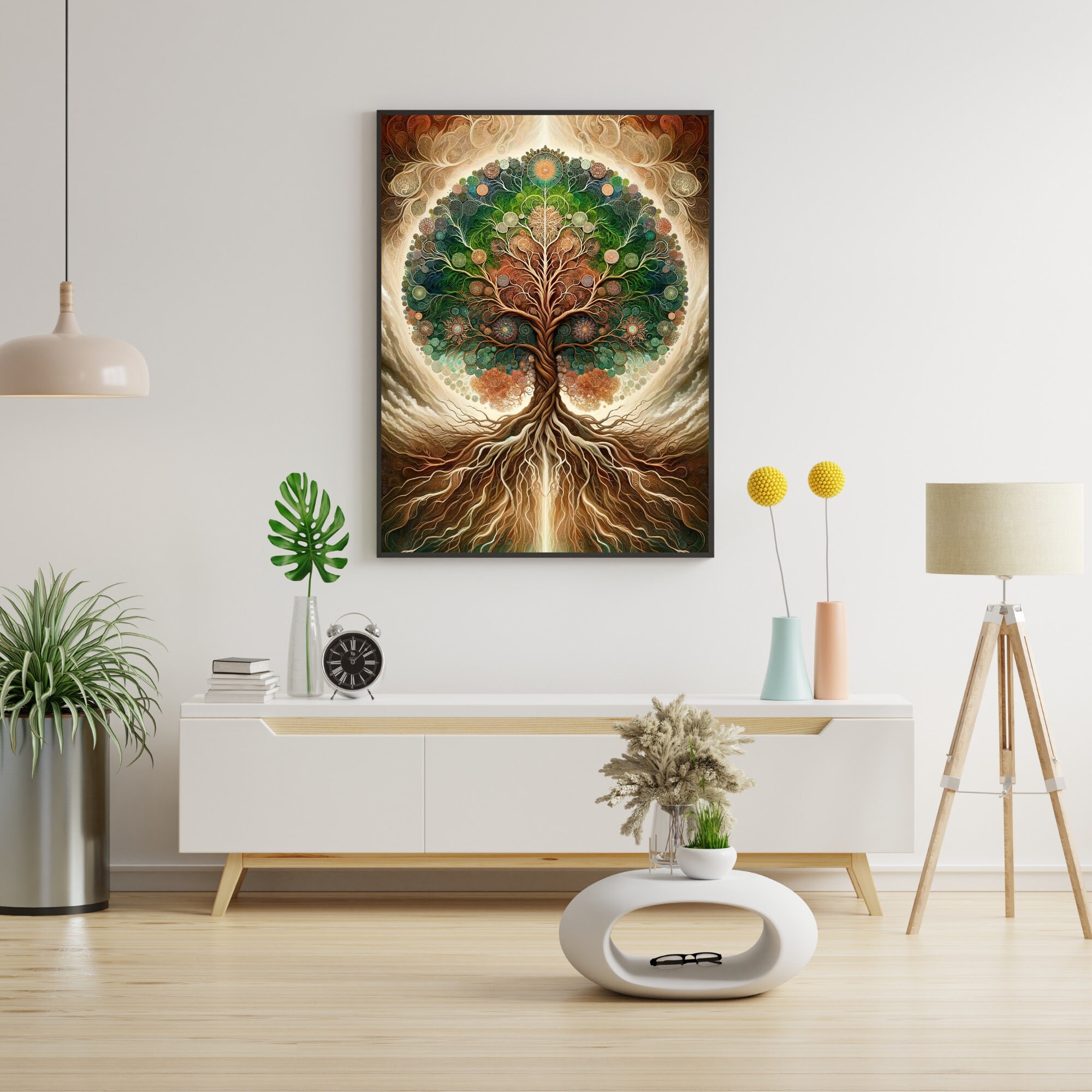 Tree of Life Essence Illuminated Digital Art, Spiritual Nature Mandala ...
