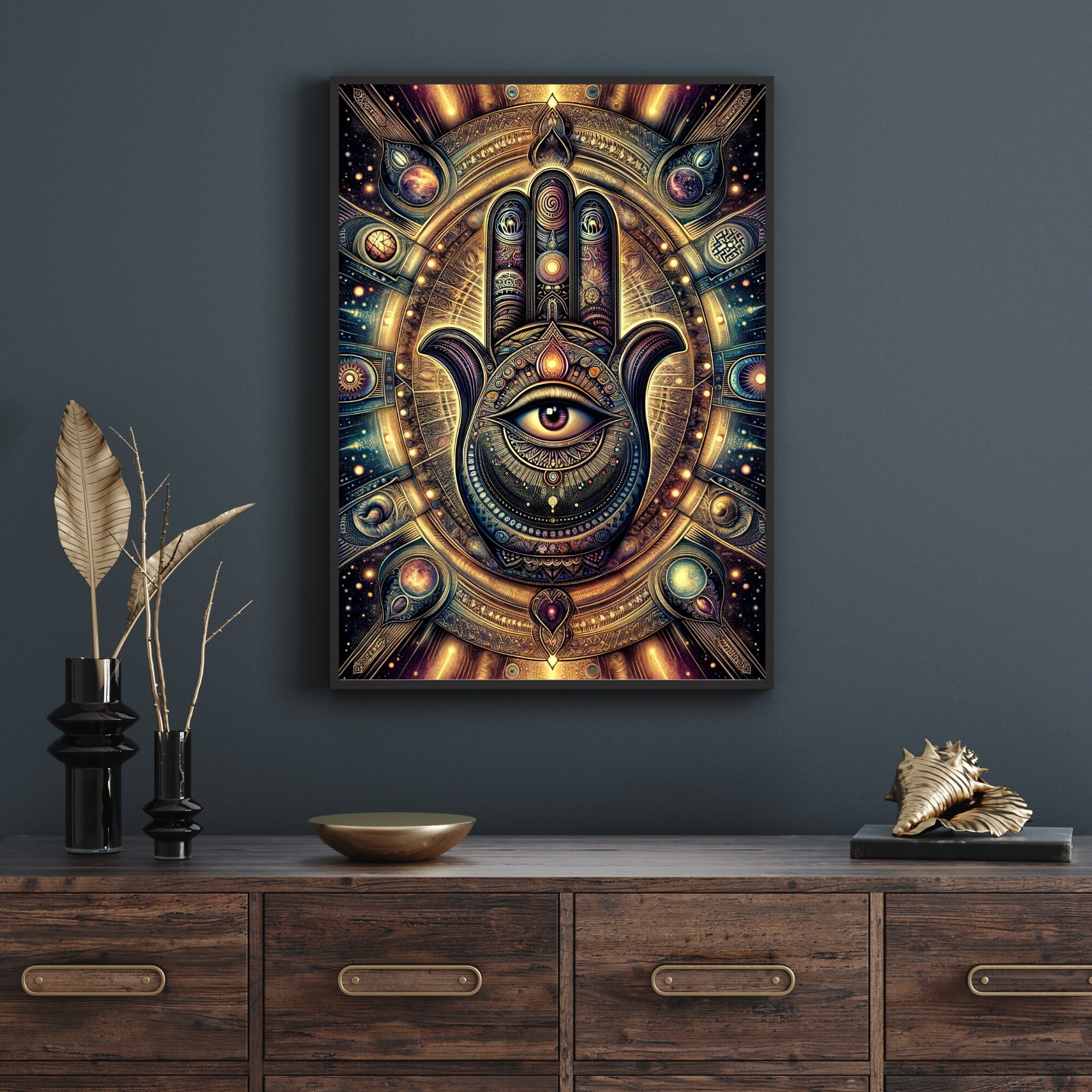 Hamsa Hand Cosmic Visions Digital Print Sacred Geometry & Celestial ...