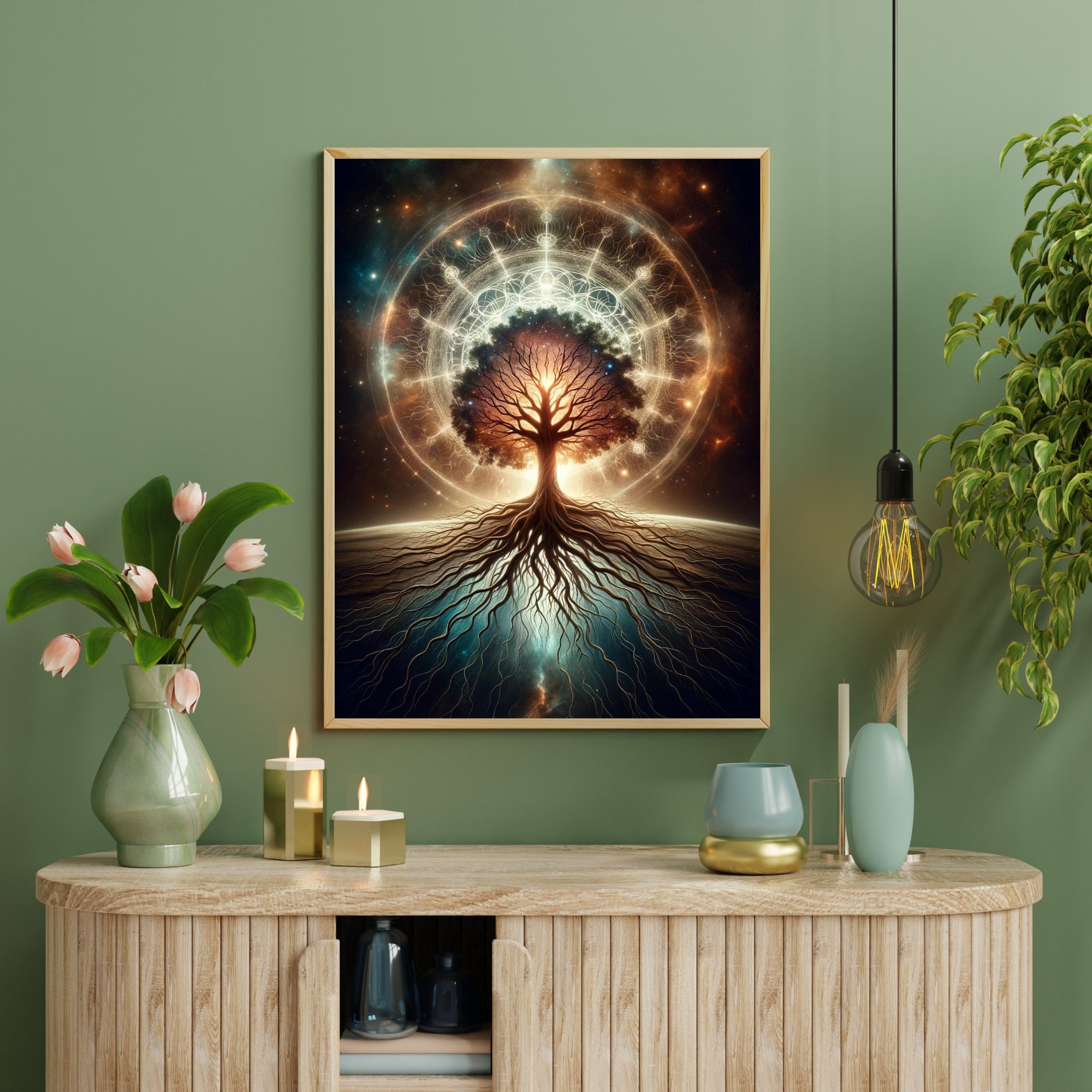Sacred Tree of Life Digital Print - Cosmic Energy, Spiritual Art ...