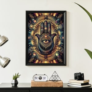 Hamsa Hand Cosmic Visions Digital Print - Sacred Geometry & Celestial ...