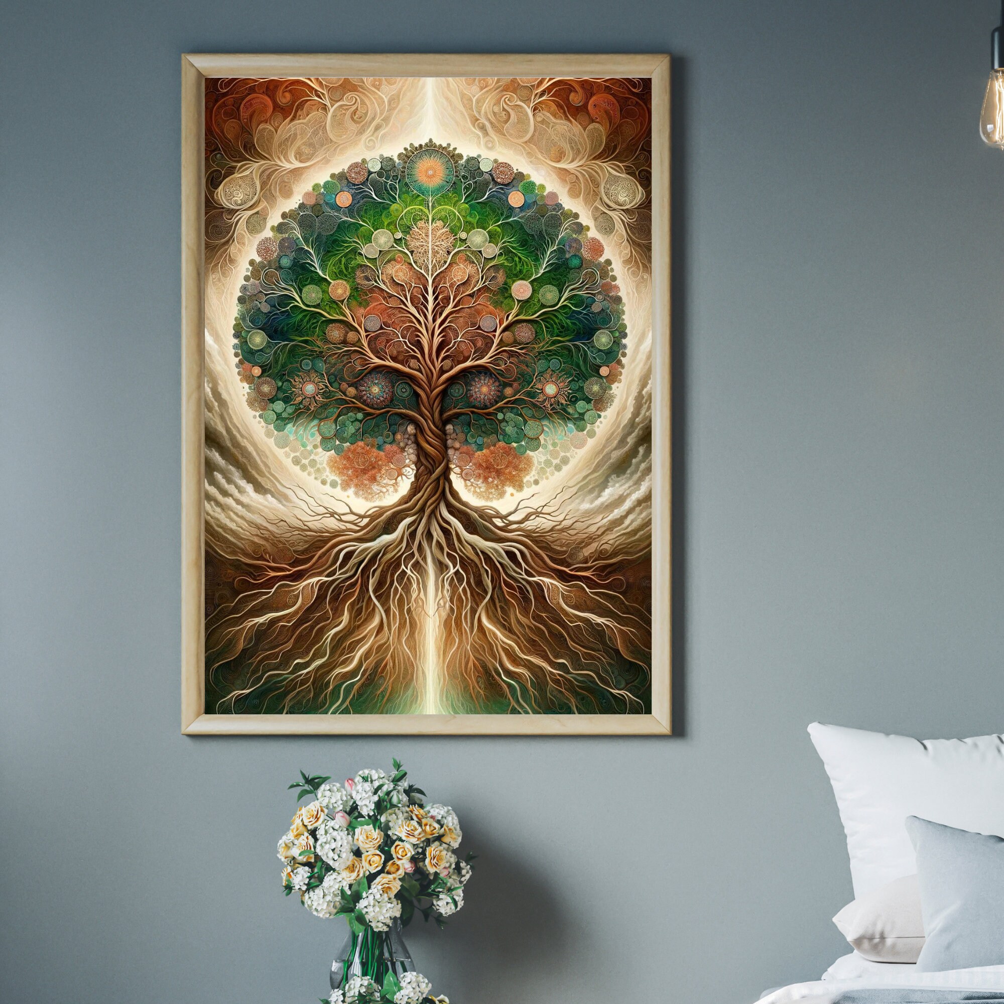 Tree of Life Essence Illuminated Digital Art, Spiritual Nature Mandala ...