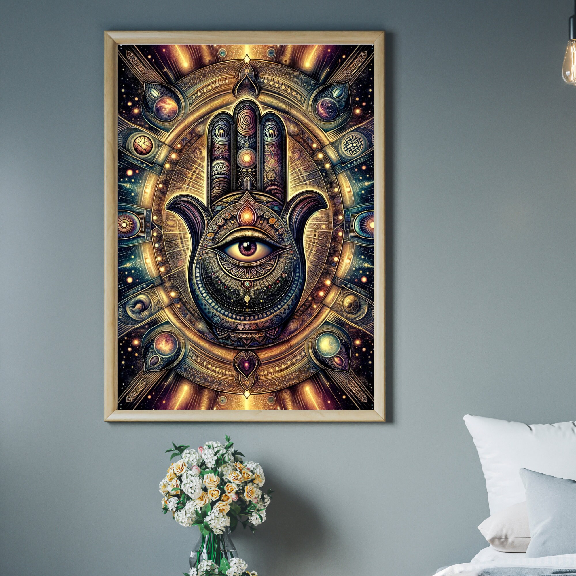 Hamsa Hand Cosmic Visions Digital Print Sacred Geometry & Celestial ...