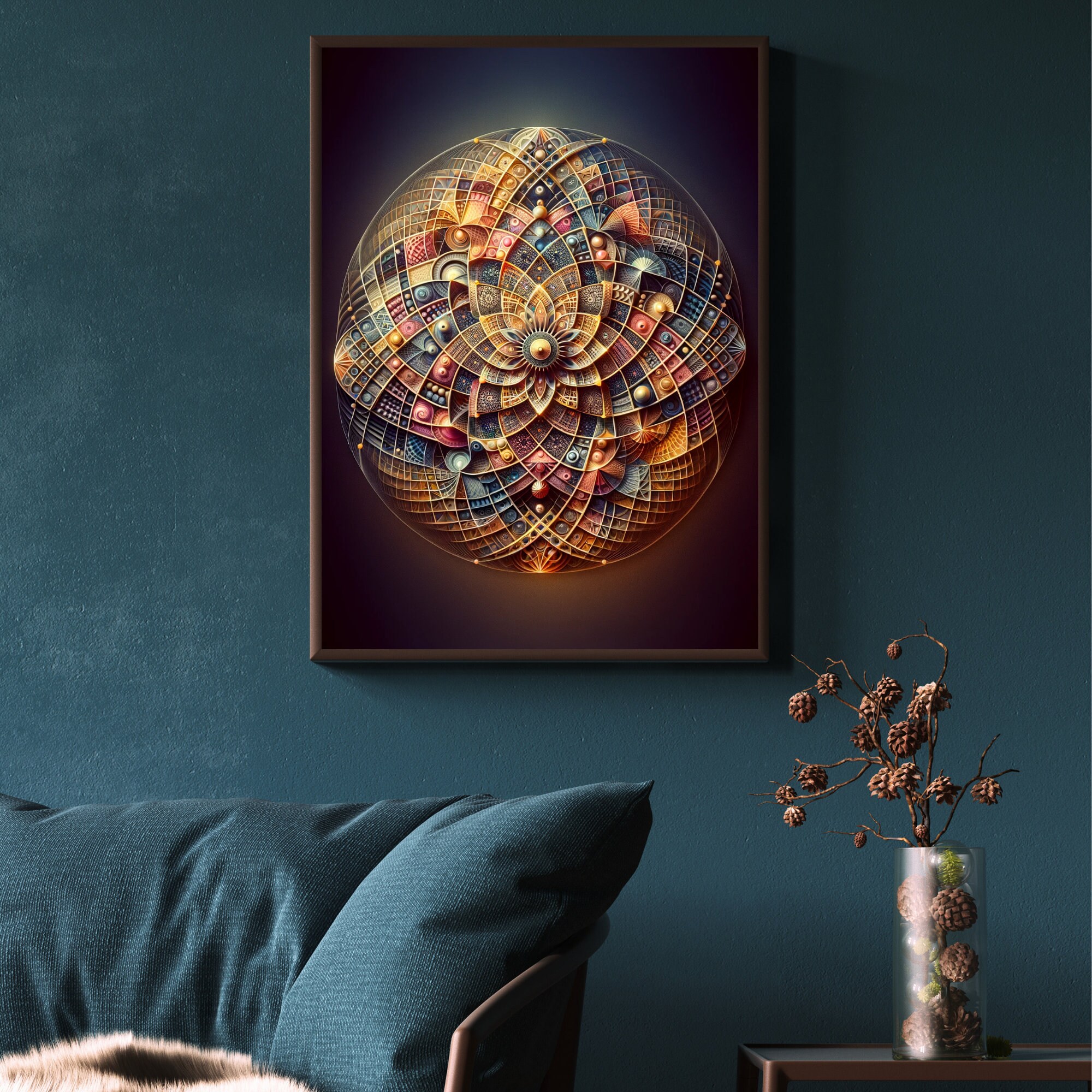 Sacred Geometry Digital Art Print Vibrant Spiritual Mandala for Meditation and Energy Alignment ...