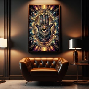 Hamsa Hand Cosmic Visions Digital Print - Sacred Geometry & Celestial ...