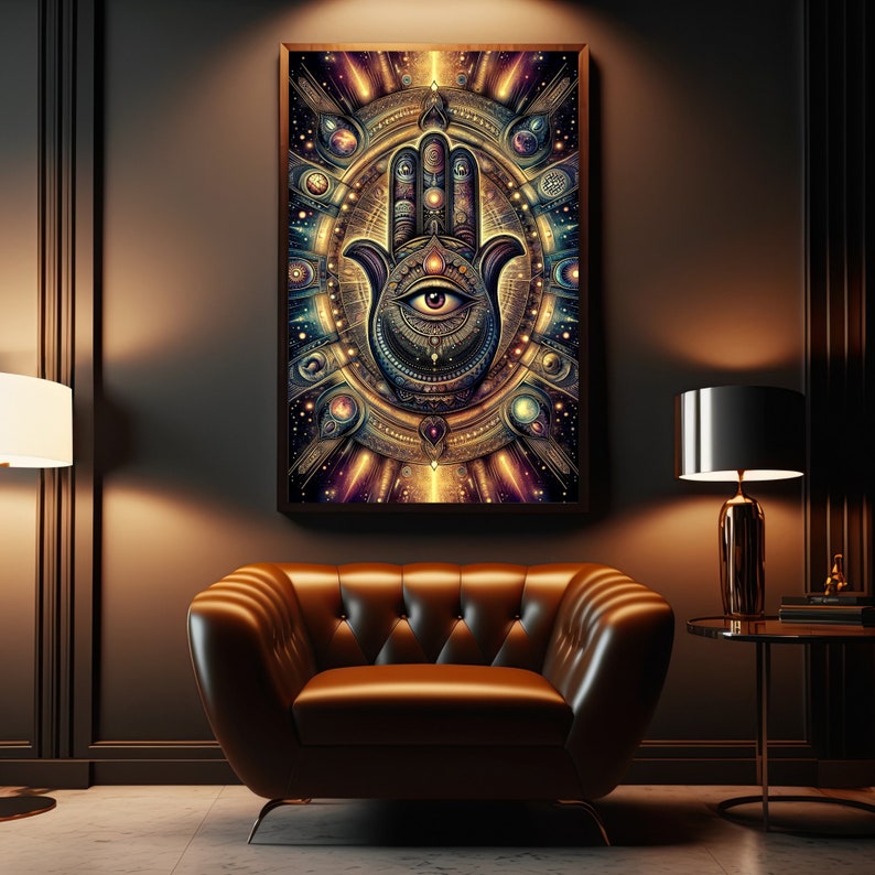 Hamsa Hand Cosmic Visions Digital Print - Sacred Geometry & Celestial ...