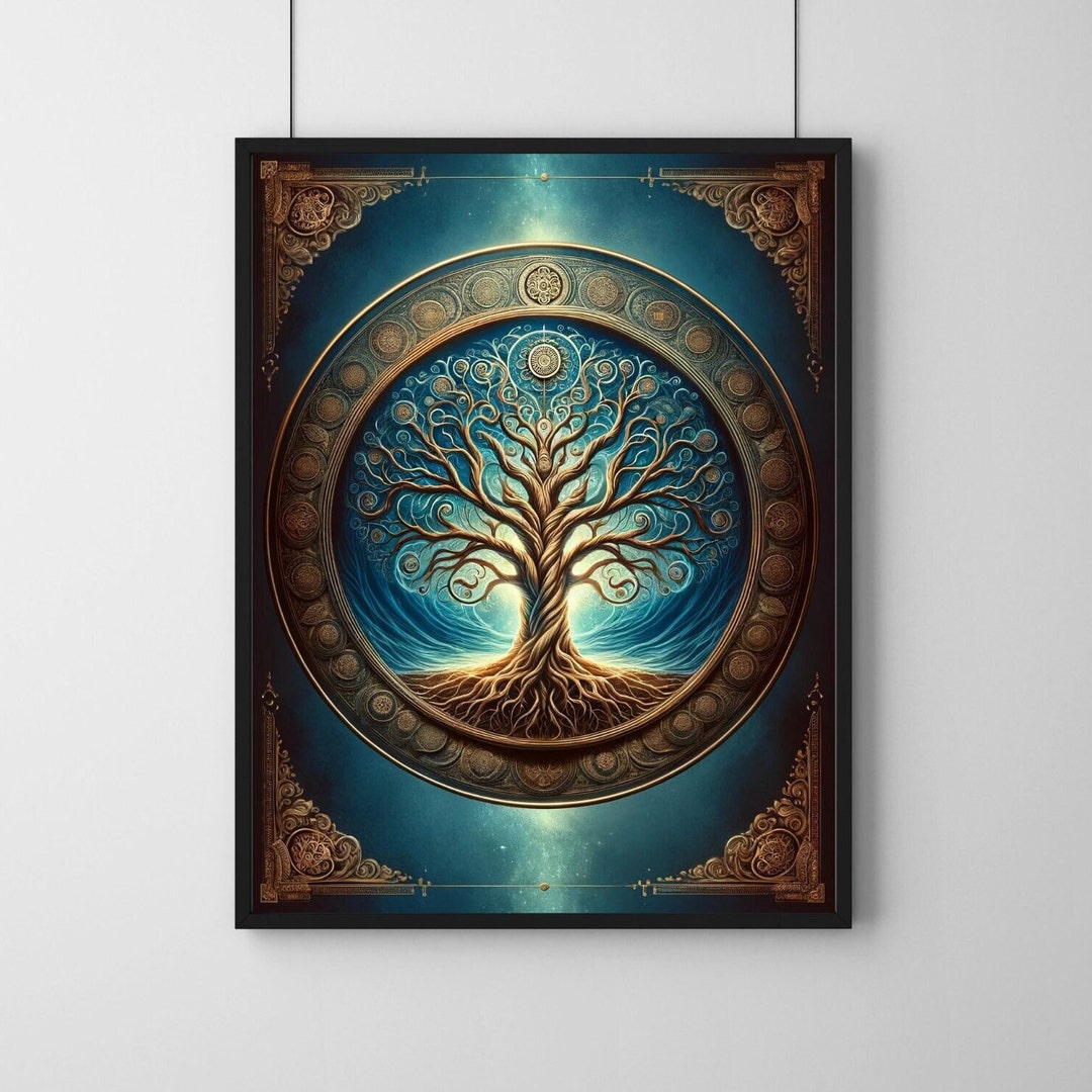 Ornate Celestial Tree of Life Art Print: Ancient Symbols, Sacred ...
