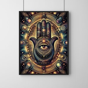 Hamsa Hand Cosmic Visions Digital Print - Sacred Geometry & Celestial ...