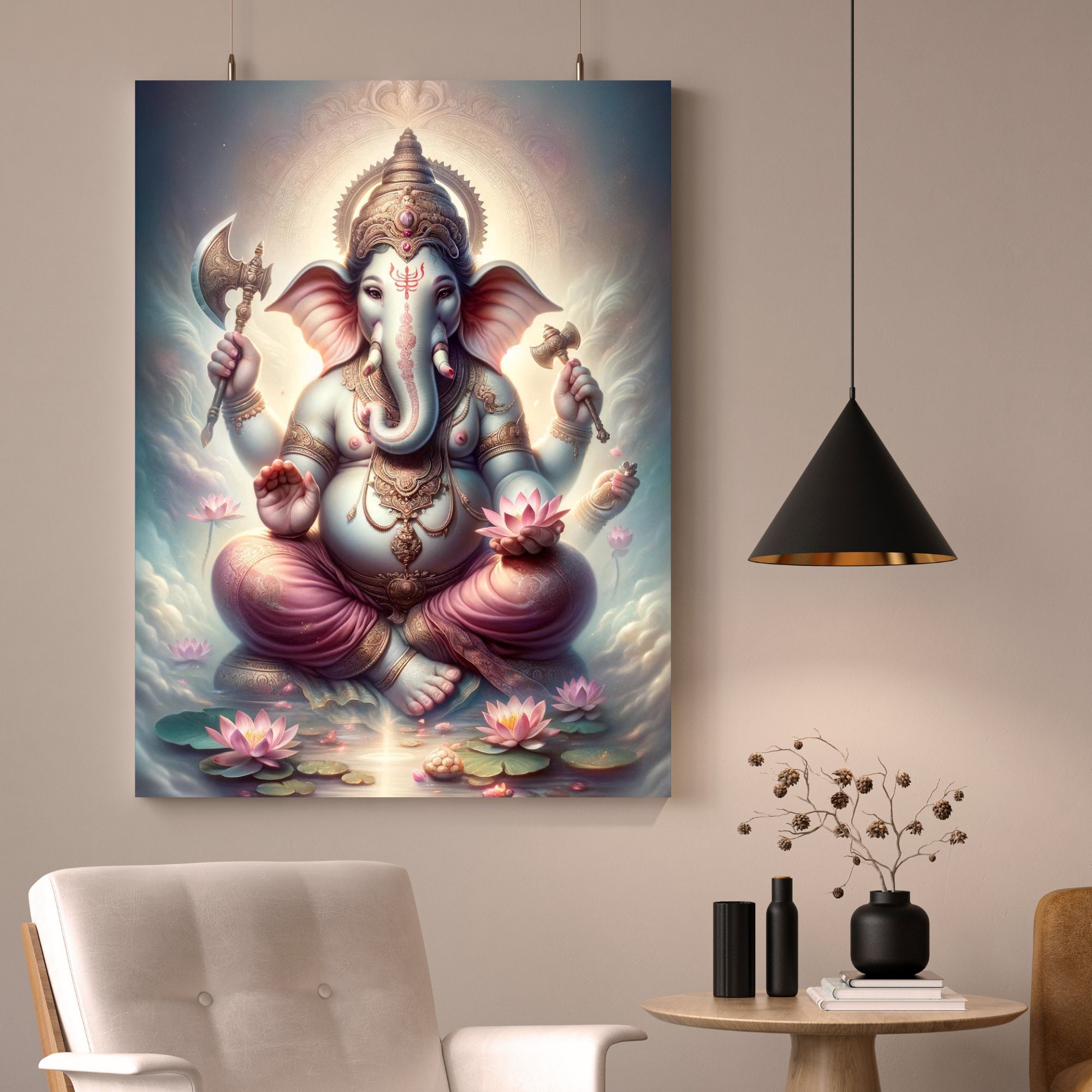Lord Ganesha Digital Art Print Hindu Deity, Spiritual Elephant God, Zen ...