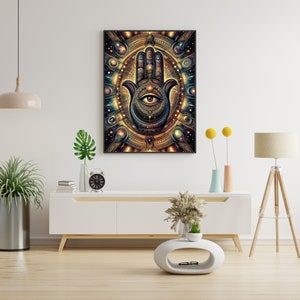 Hamsa Hand Cosmic Visions Digital Print - Sacred Geometry & Celestial ...