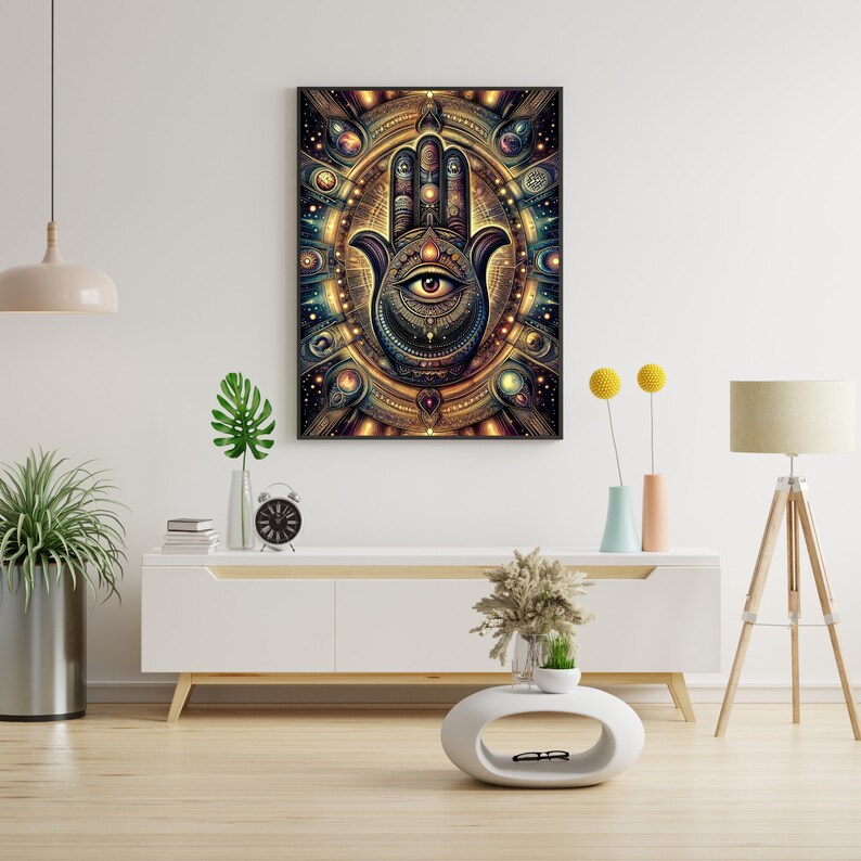 Hamsa Hand Cosmic Visions Digital Print - Sacred Geometry & Celestial ...