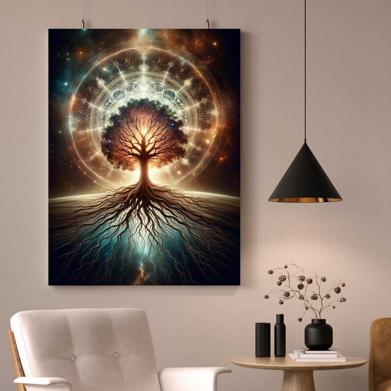 Sacred Tree of Life Digital Print - Cosmic Energy, Spiritual Art ...