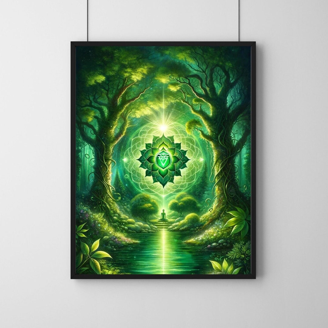 Spiritual Heart Chakra Energy Digital Print - Sacred Geometry ...