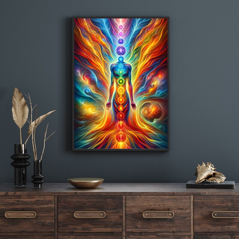 Spiritual Energy Chakras Art - Vibrant Digital Print of Sacred Geometry ...