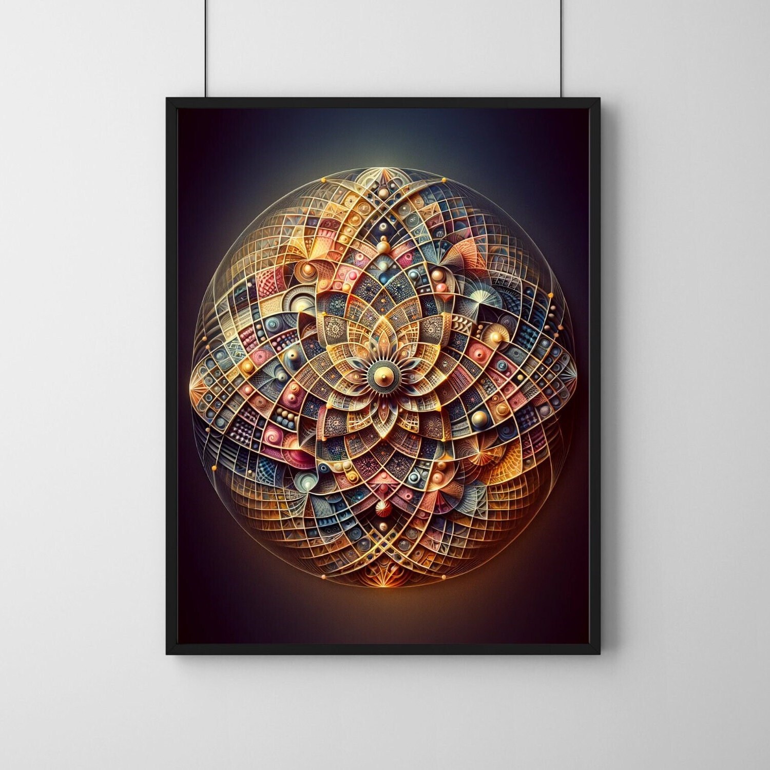Sacred Geometry Digital Art Print Vibrant Spiritual Mandala for Meditation and Energy Alignment ...