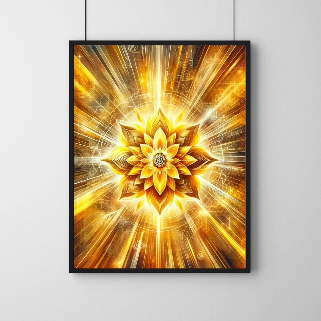 Radiant Solar Plexus Chakra Art - Digital Print of Sacred Geometry and ...