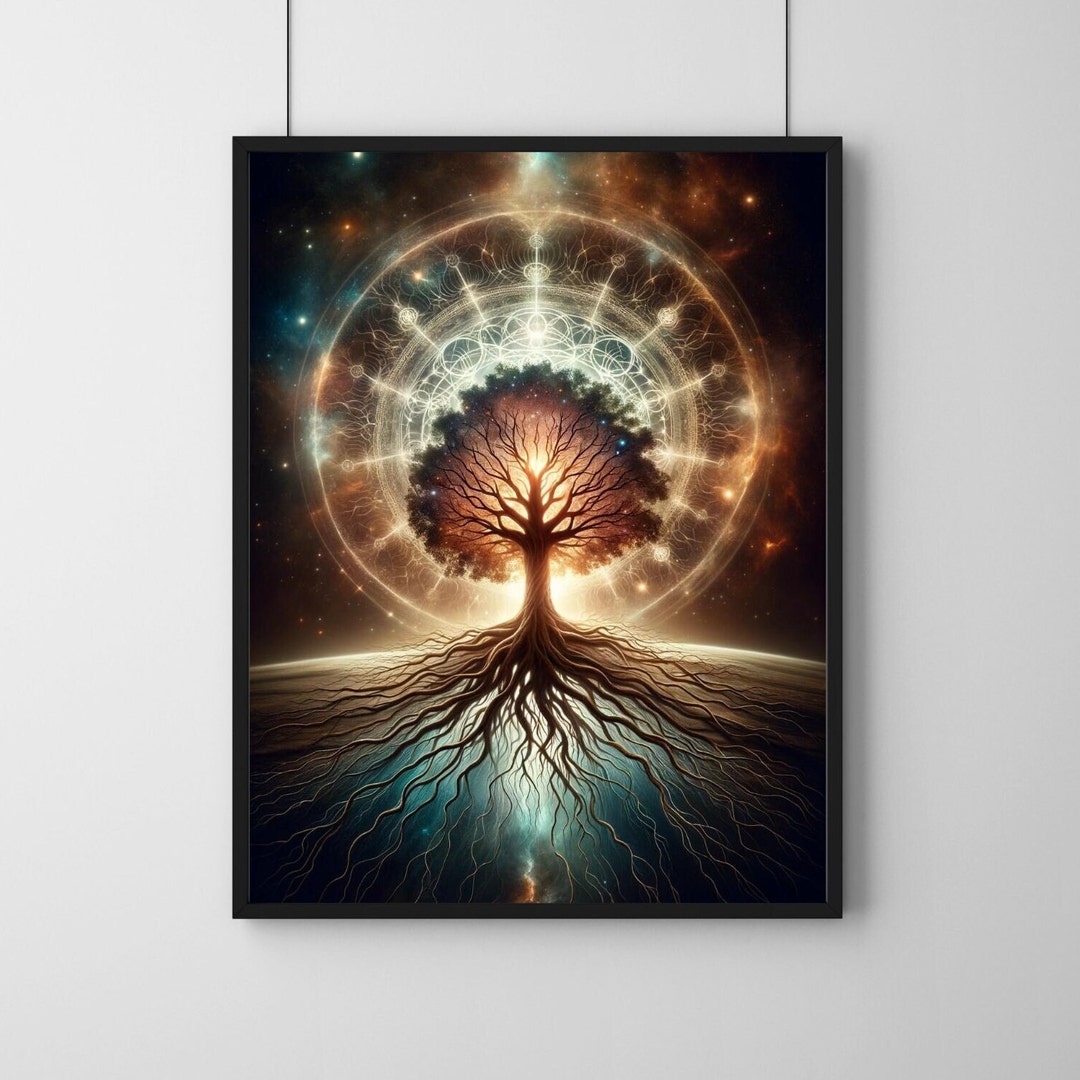 Sacred Tree of Life Digital Print - Cosmic Energy, Spiritual Art ...
