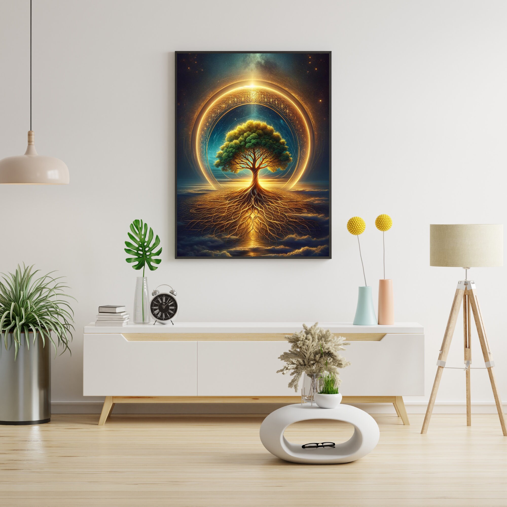 Golden Cosmic Tree of Life Art Print: Spiritual Awakening, Sacred ...