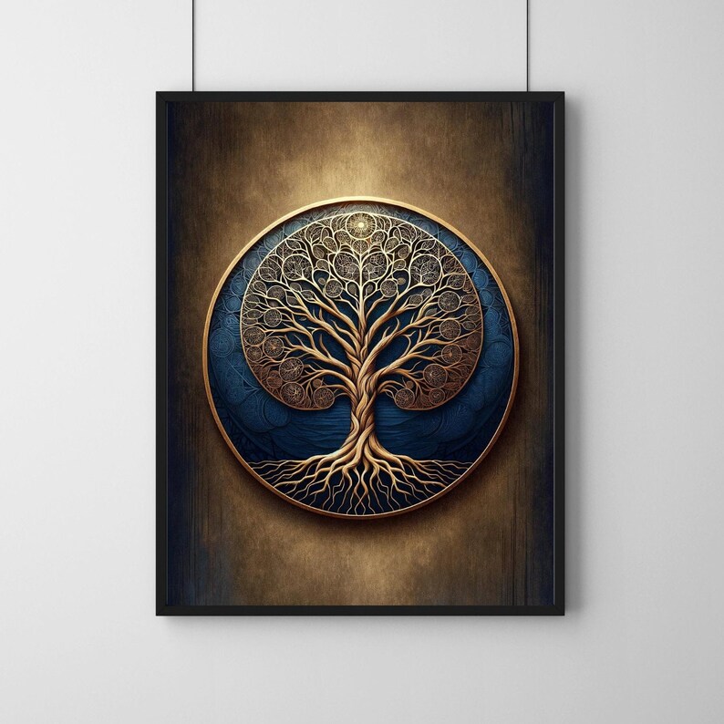 Golden Essence Tree of Life Art Print: Sacred Geometry, Elegant Decor ...
