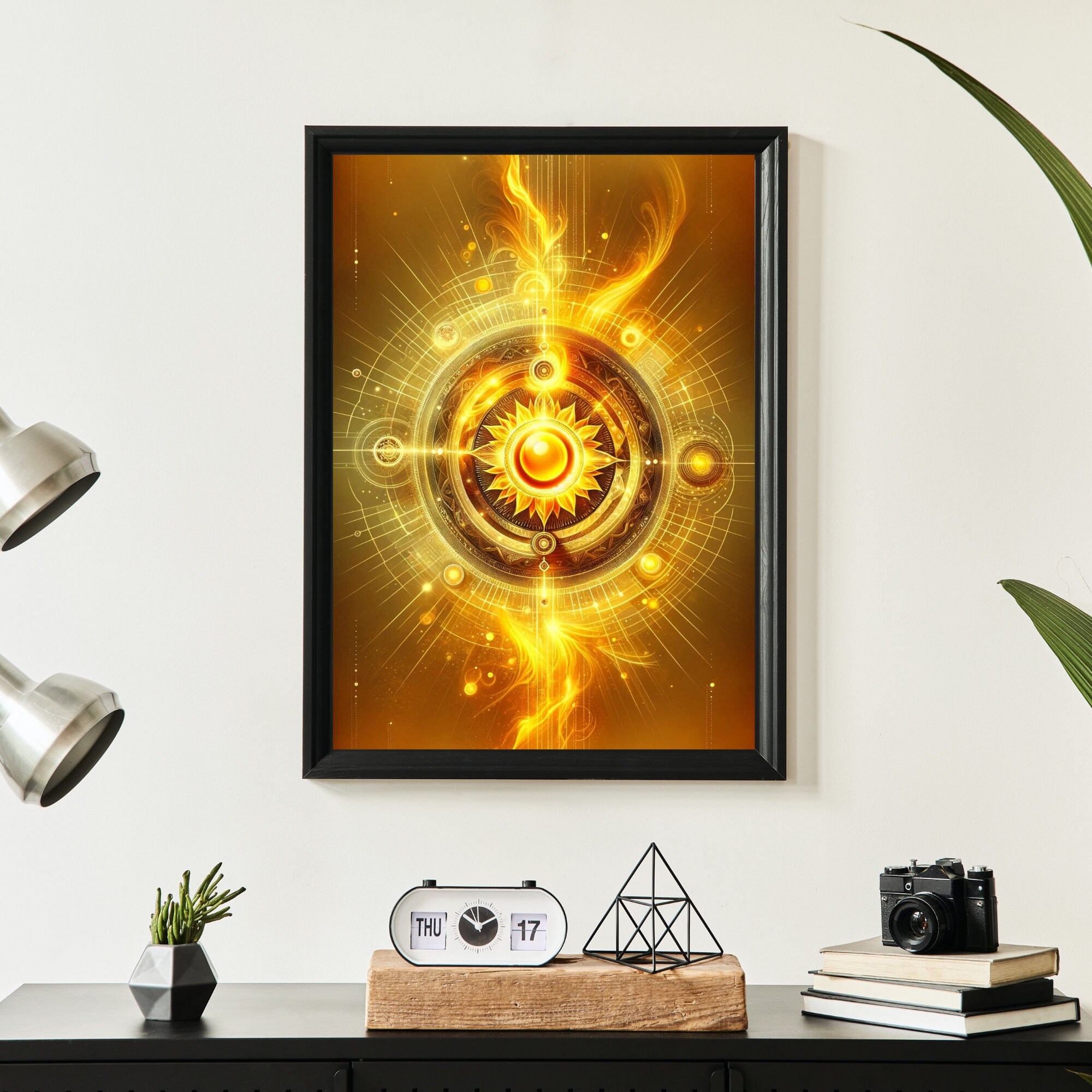 Solar Plexus Chakra Activation Art Golden Flame Mandala, Spiritual ...
