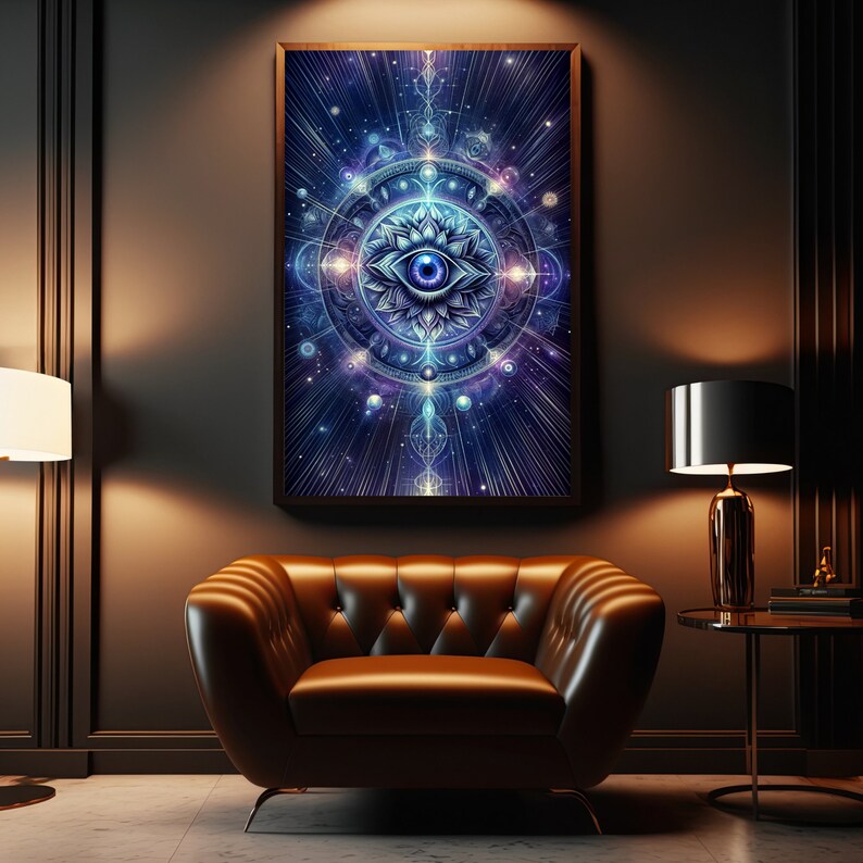 Third Eye Chakra Visionary Digital Art Print, Indigo Lotus Meditation ...