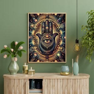 Hamsa Hand Cosmic Visions Digital Print - Sacred Geometry & Celestial ...