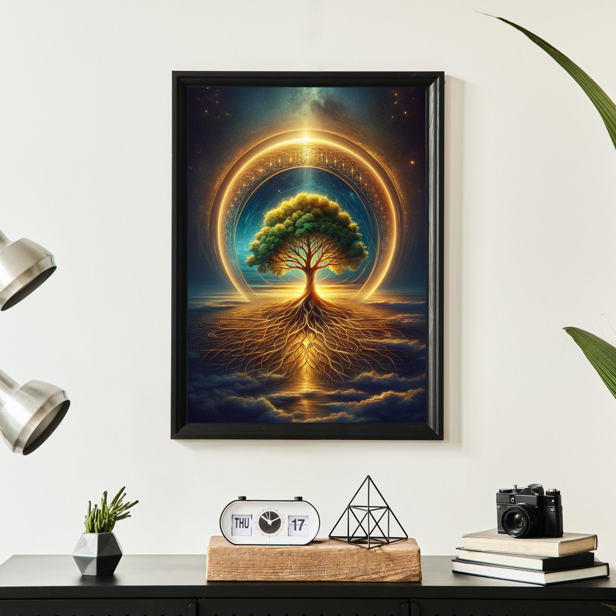 Golden Cosmic Tree of Life Art Print: Spiritual Awakening, Sacred ...