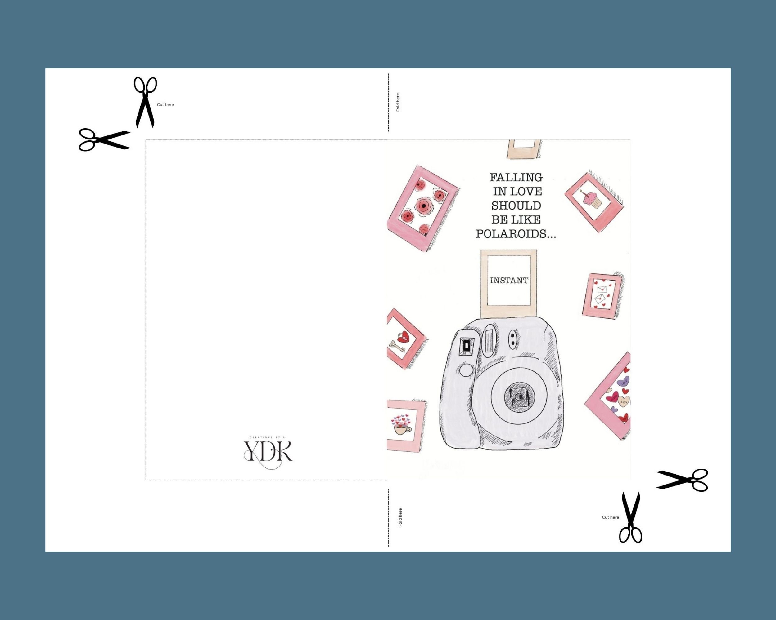 Printable Valentine's Day Polaroid Card, Digital Card for Woman, Card ...