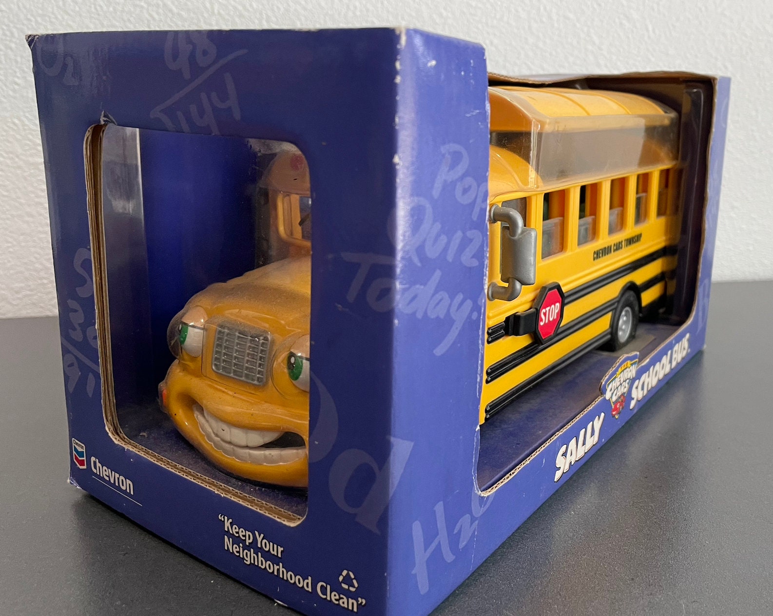 2001 the Chevron Cars Sally School Bus Techron Collectible Yellow Toy ...