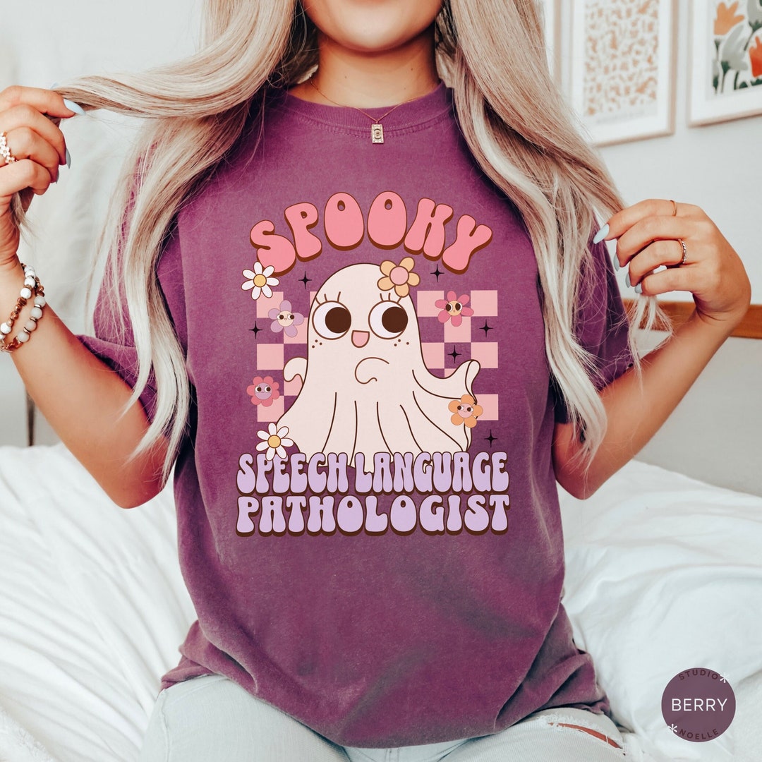 SLP Speech Therapy Halloween Shirt, Spooky Speech Language Pathologist ...