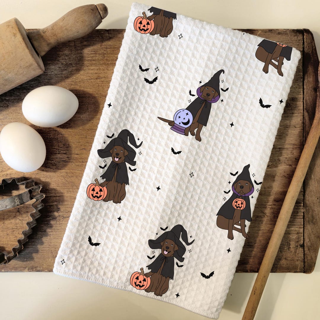 Chocolate Lab Halloween Microfiber Dish Towel, Labrador Retriever Dog ...