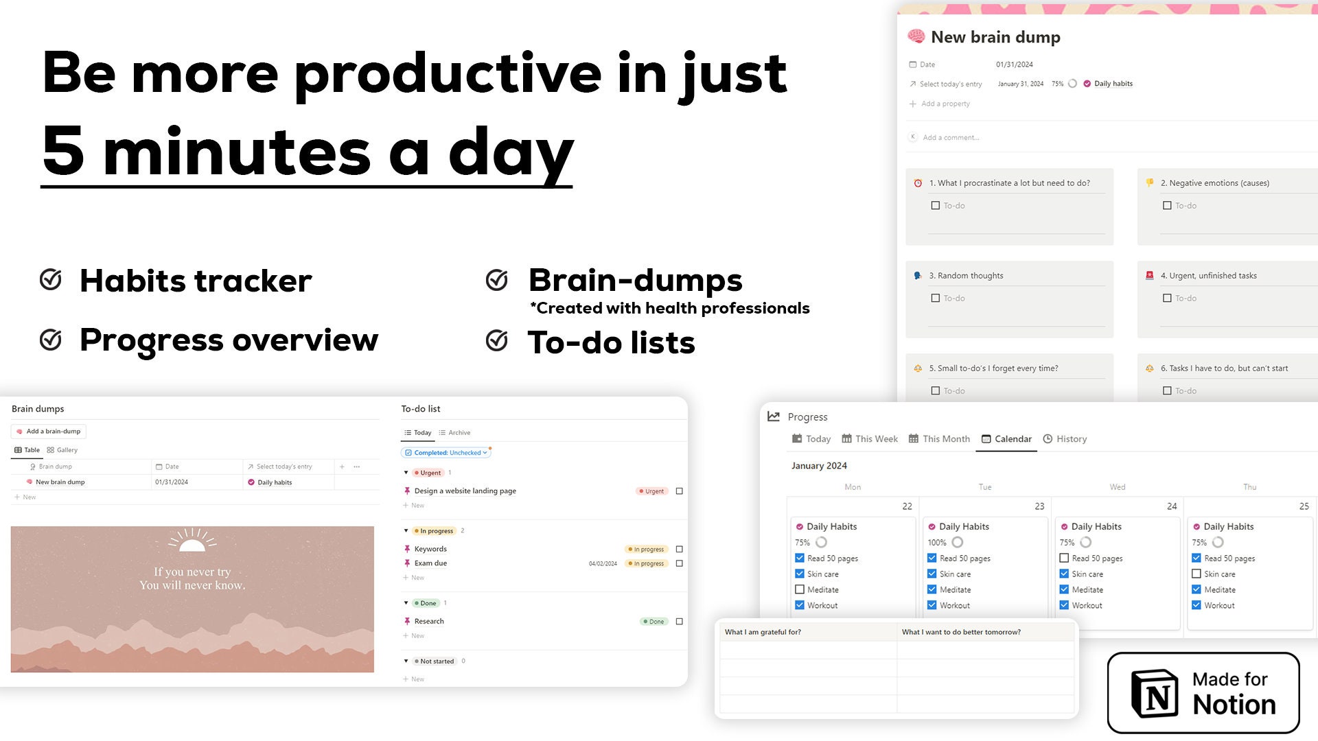 Brain Dump and Habits Tracker Template Notion - Etsy