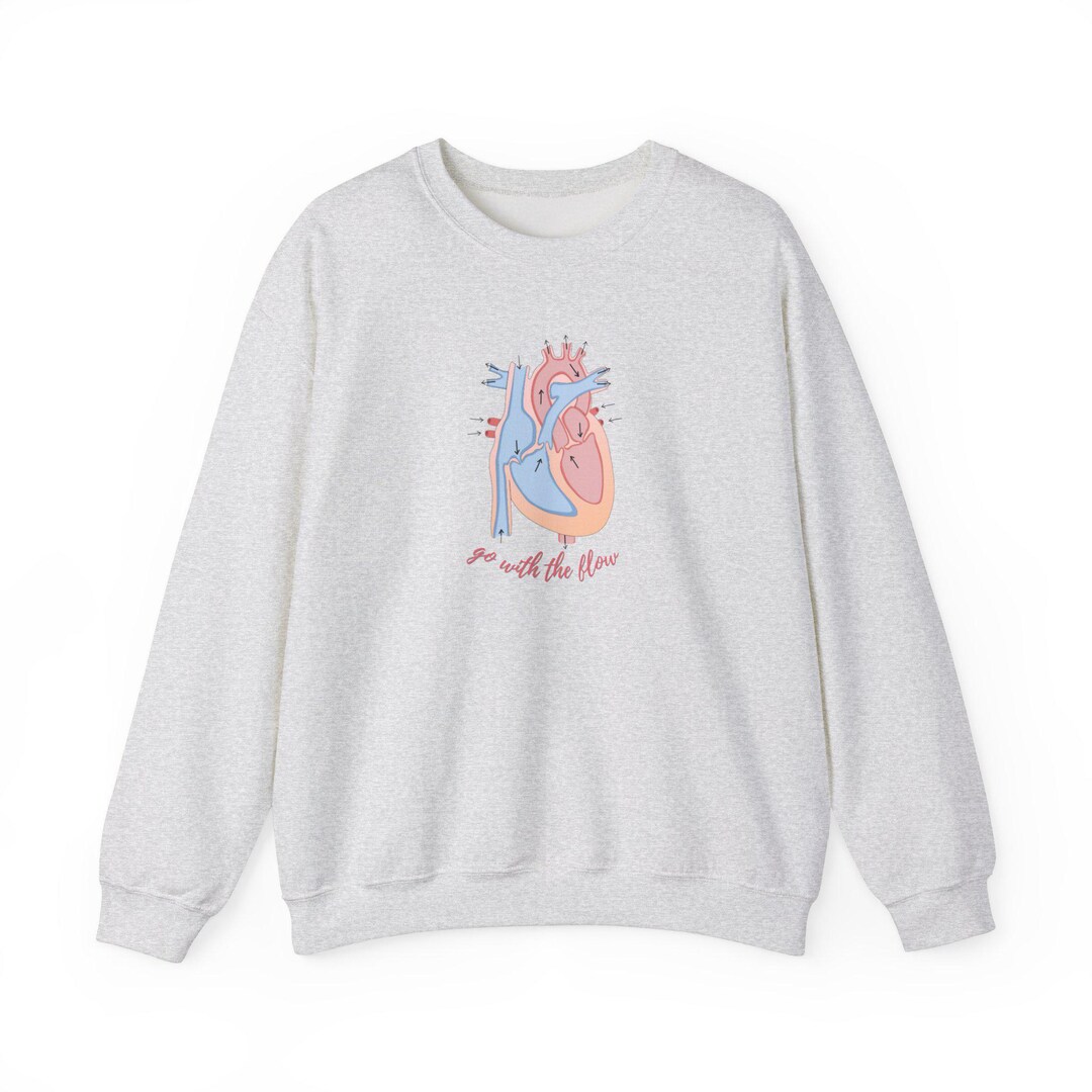 Go With the Flow Crewneck |anatomical Heart Sweatshirt |cardiology ...