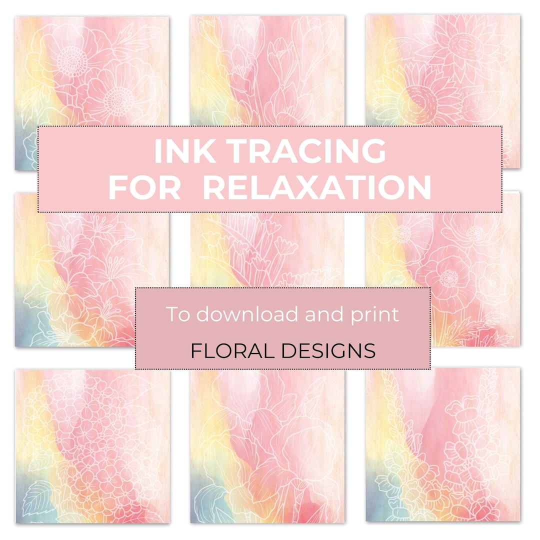 Tracing Book for Relaxation and Stress Relief ,trace and Bloom - Etsy