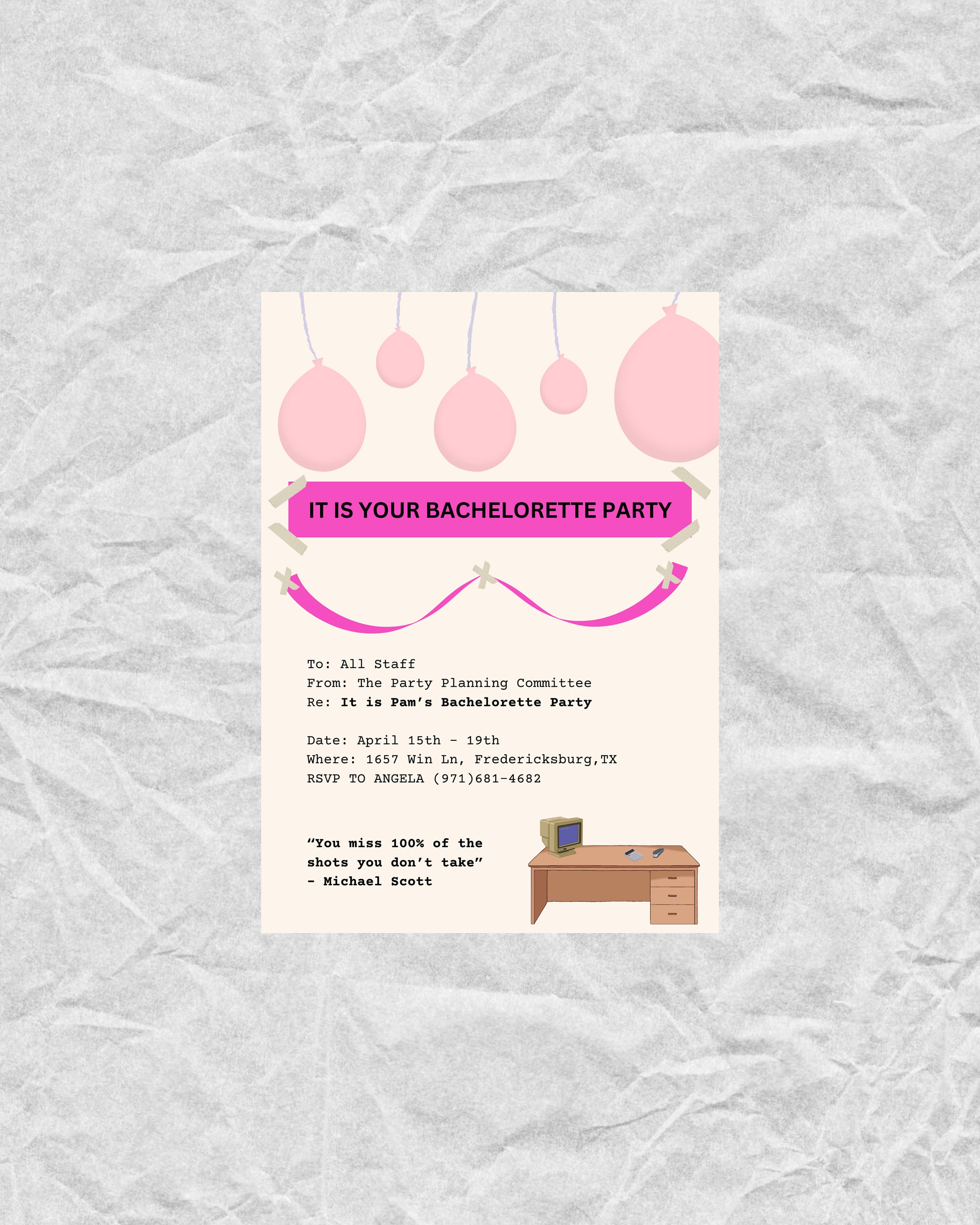 The Office Bachelorette Invitation: Personalized Party Template ...