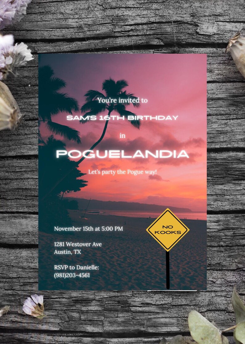 Poguelandia Birthday Invitation: Outer Banks Theme (digital Download ...