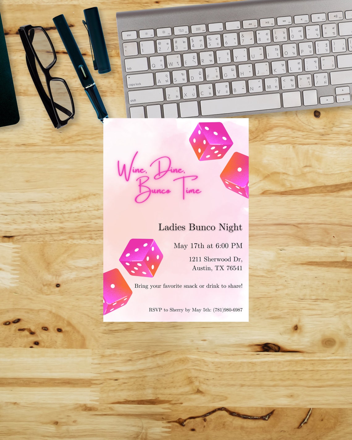 Bunco Invitation, Ladies Bunco Night, Game Night Invitation, Bunco ...