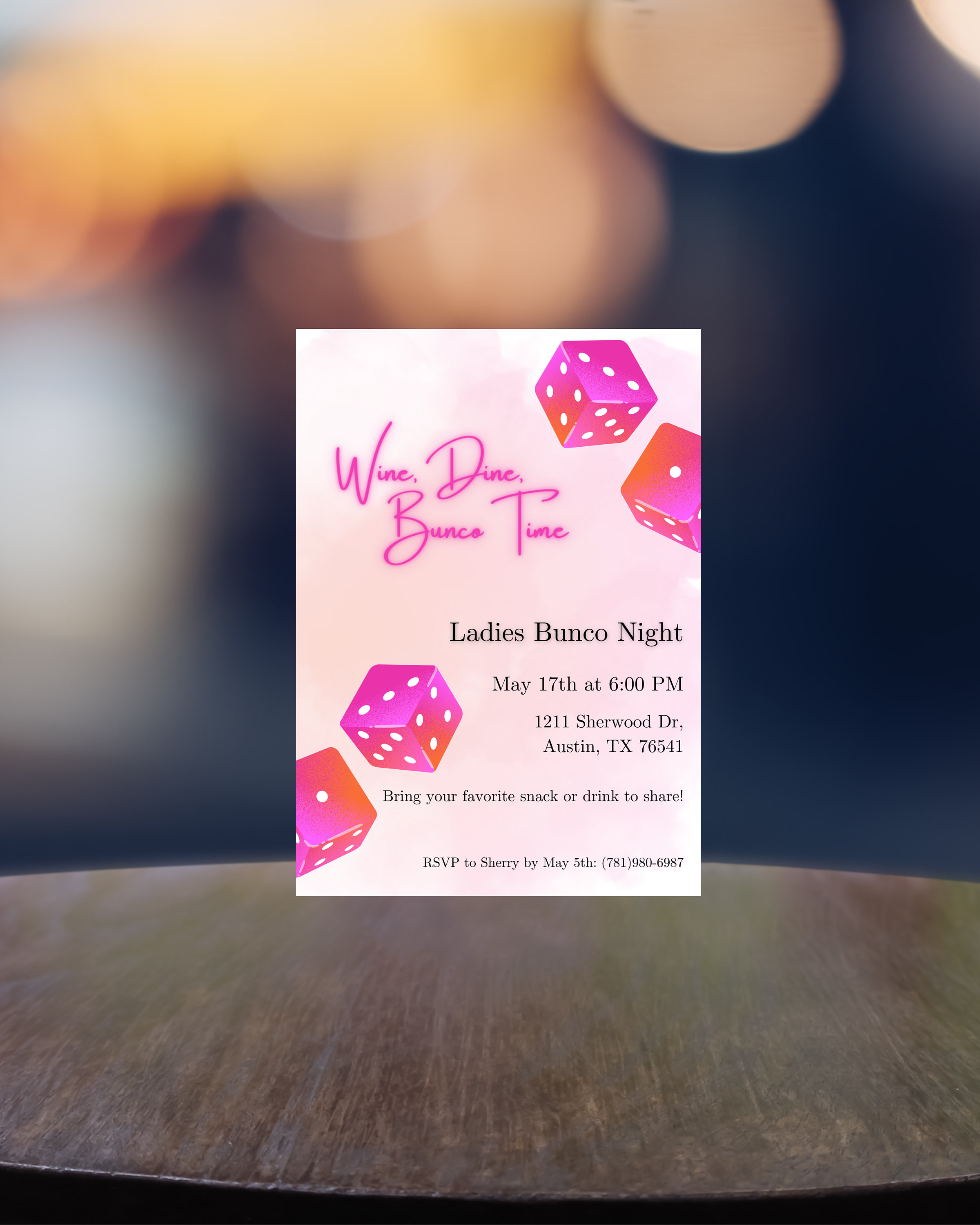 Bunco Invitation, Ladies Bunco Night, Game Night Invitation, Bunco ...