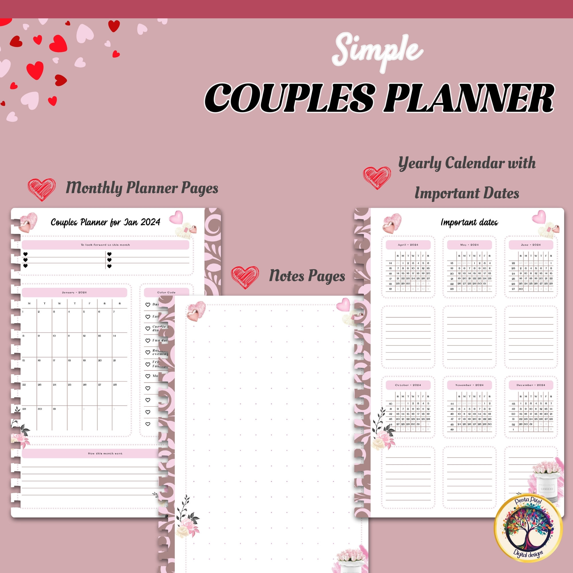 Simple Couples Planner Celebrate Love & Life Together Stay Connected ...