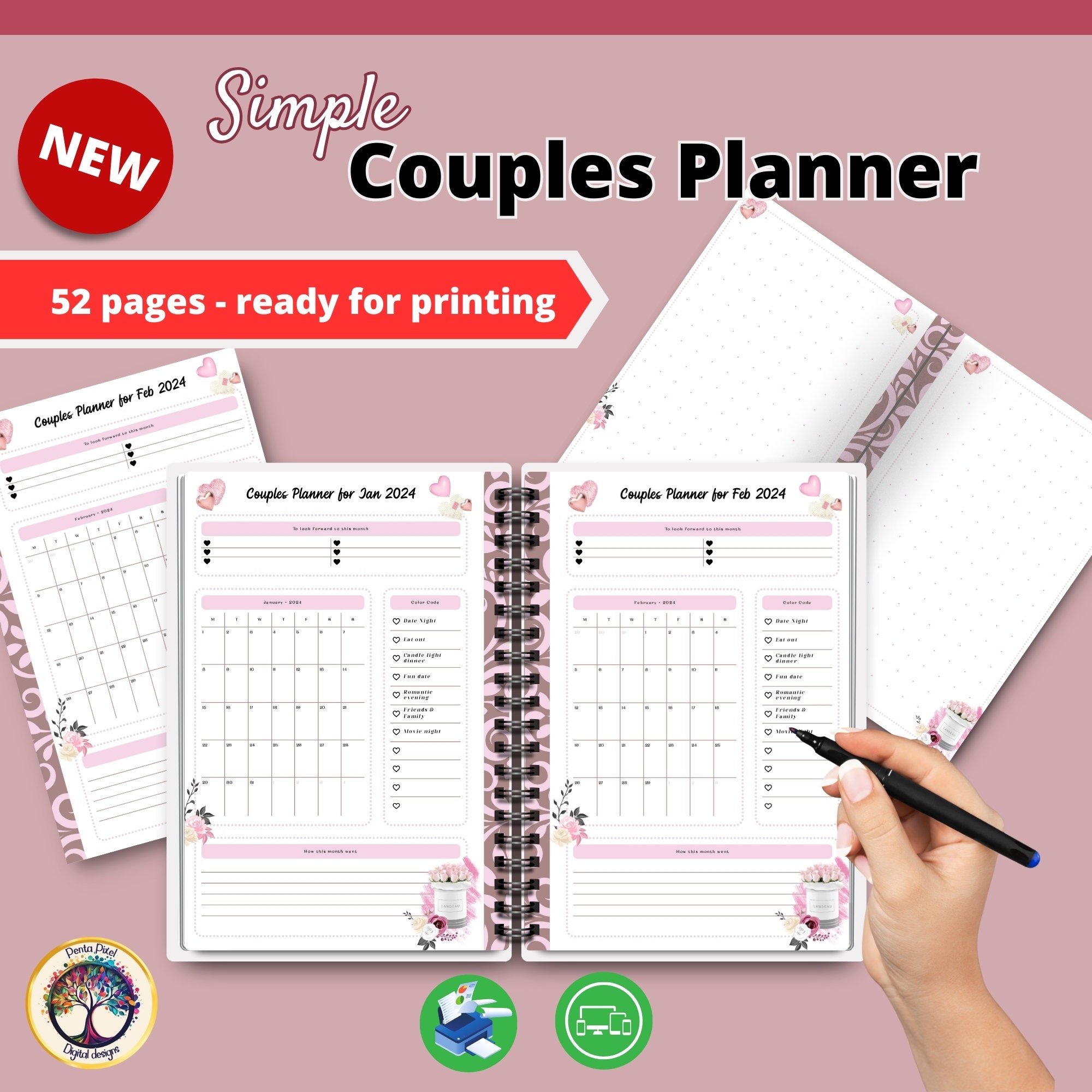 Simple Couples Planner Celebrate Love & Life Together Stay Connected ...