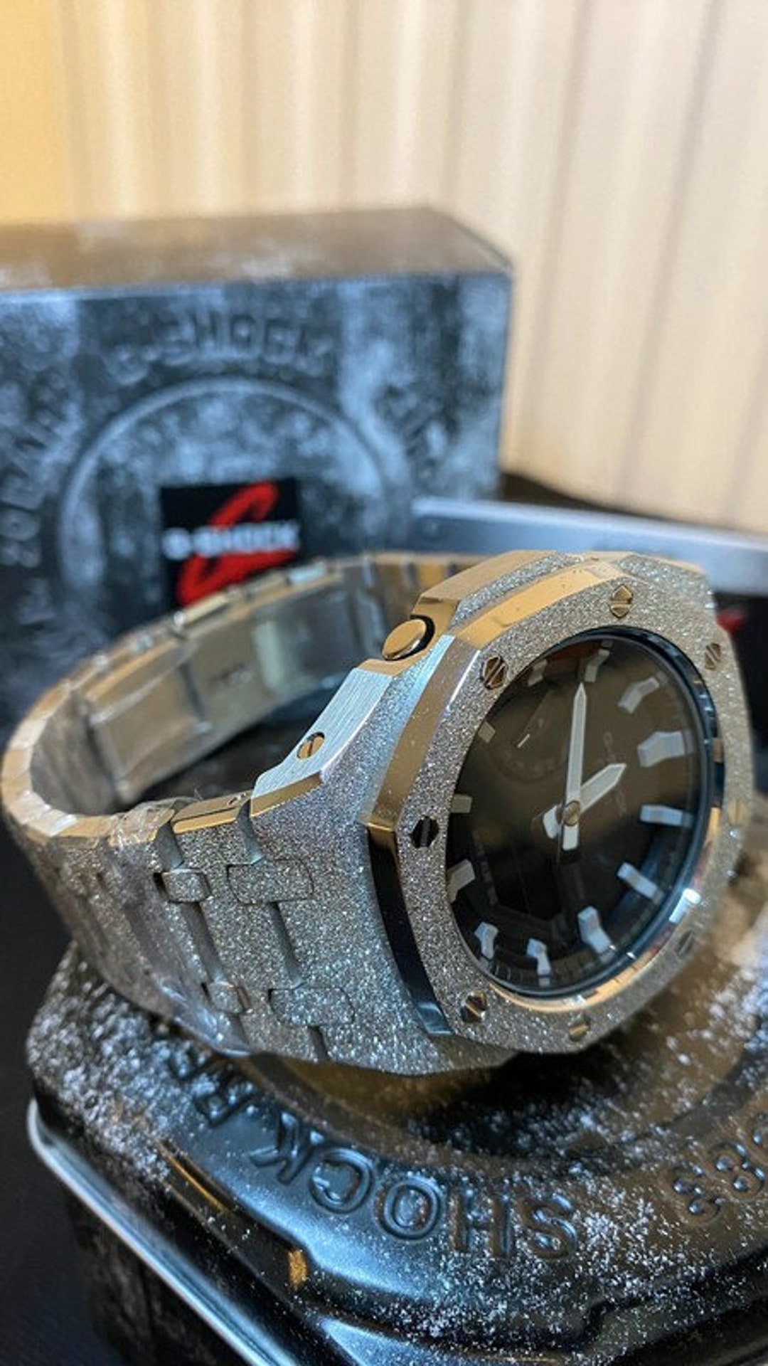 Custom Casioak Silver Black Casio G-shock GA2100 New Metal Frosted ...